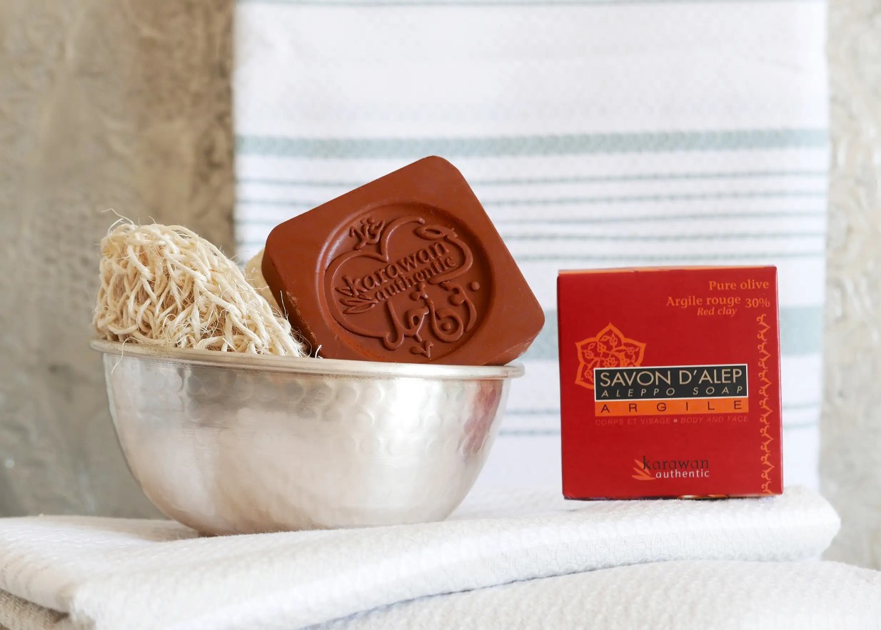 Olive and red clay Aleppo soap