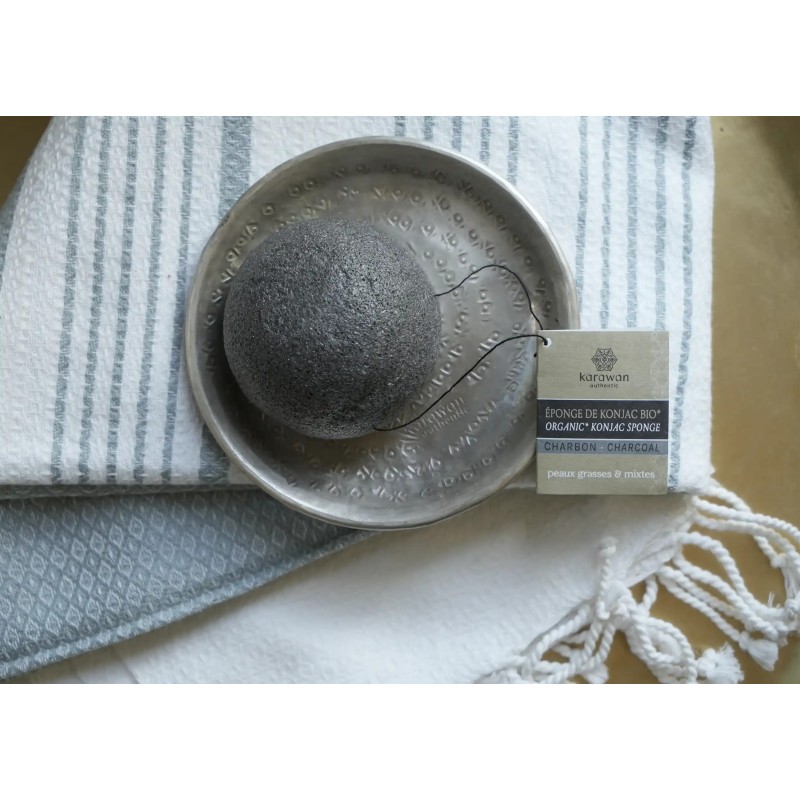 Organic konjac sponge enriched with bamboo charcoal