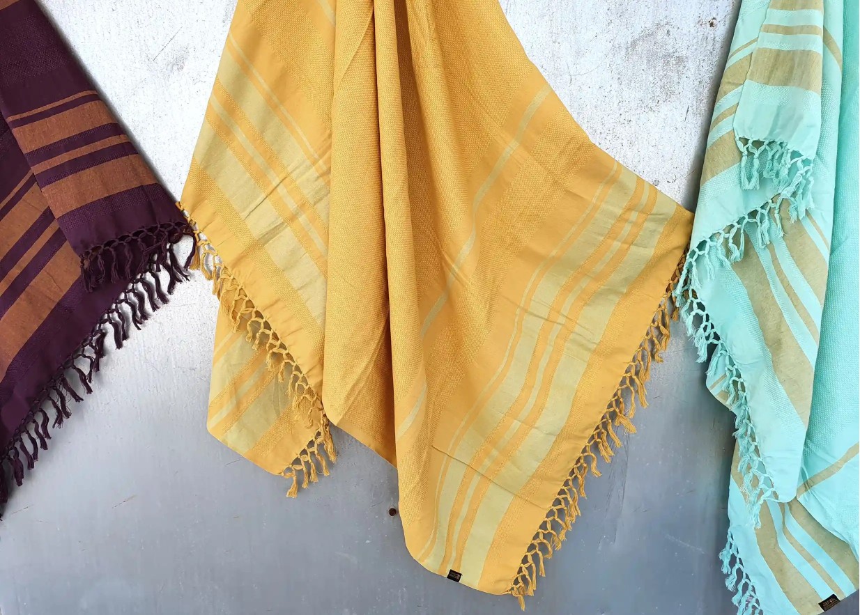 Fouta Sunflower en coton bio, collection Garden