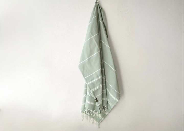 Fouta bleu eucalyptus en coton bio, collection Hammam